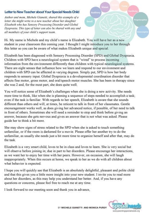 Letter to New Teacher about Your Special Needs Child - Parenting ...