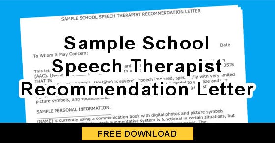 Sample School Speech Therapist Recommendation Letter